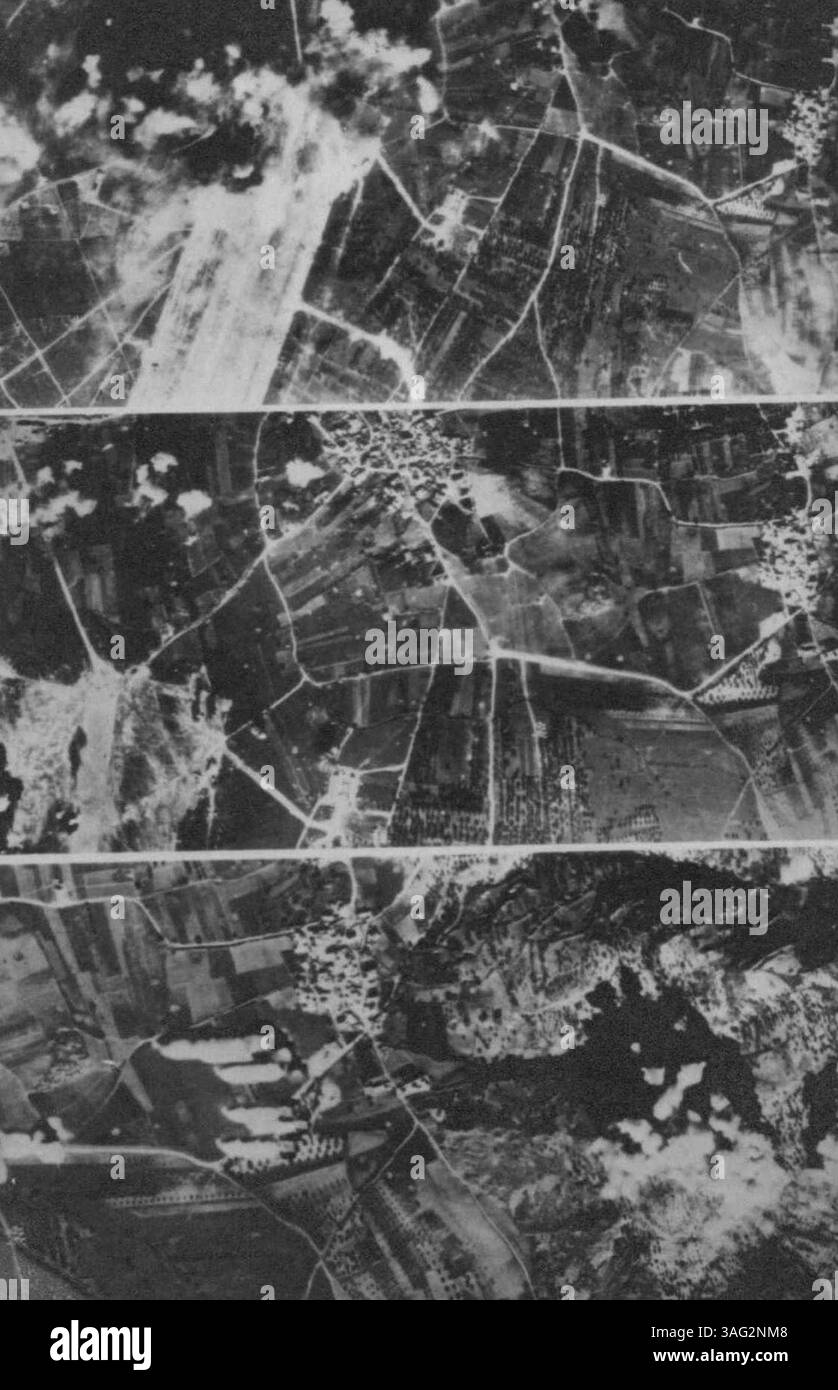 Axis-held Crete Airdrome Bombed By U.S. Flyers -- Three stages in the ...