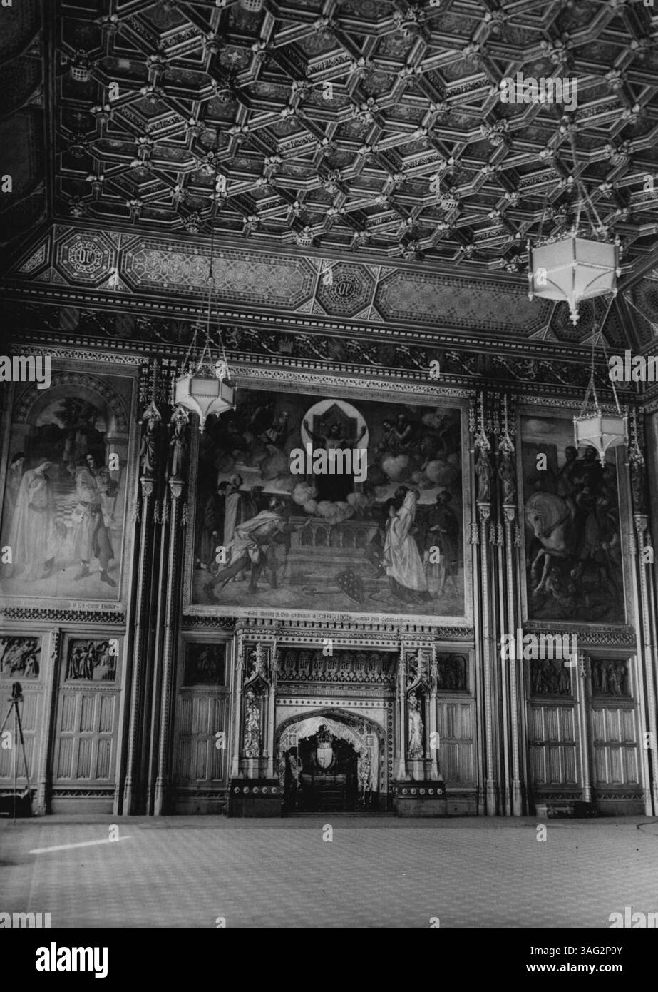 The Queen's Robing Room Restored One wall of the robing room with its ...