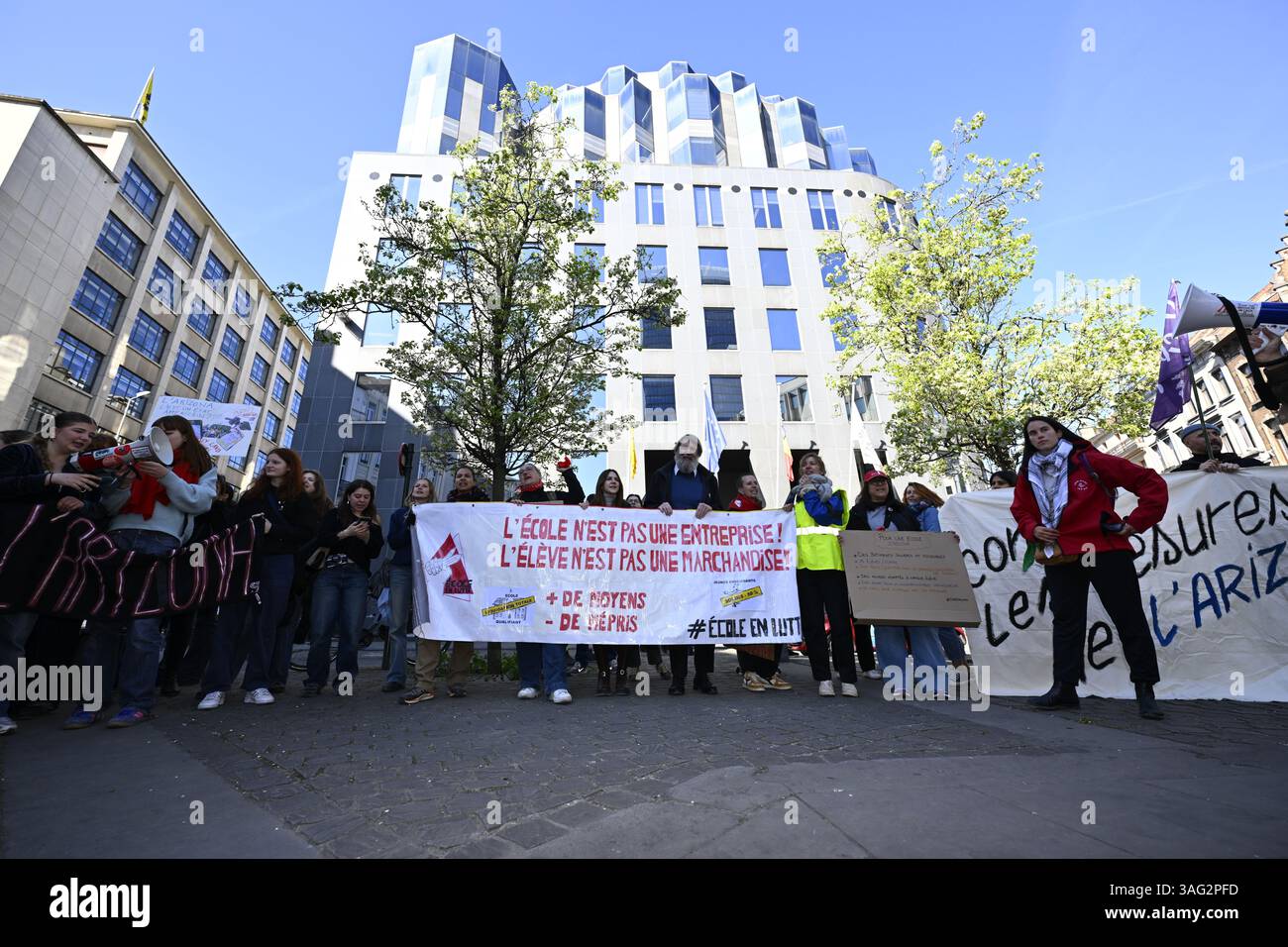 A protest action of teachers against the reforms undertaken by the ...