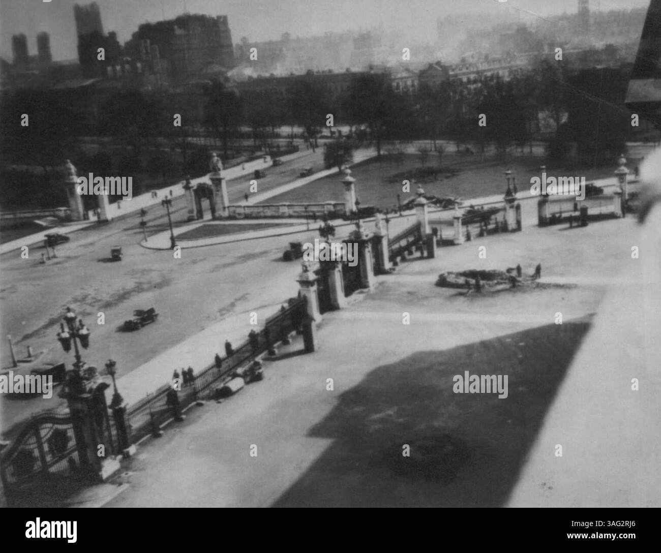 Bomb Crates In Palace Yard -- Four bomb crates in a row war the grounds ...