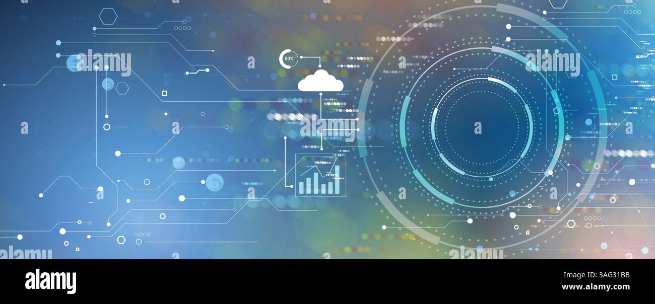 Technology data an network connection visual business background Stock ...