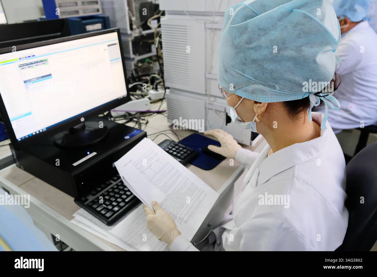 Laboratory for drug certification. Employees conduct testing Stock ...