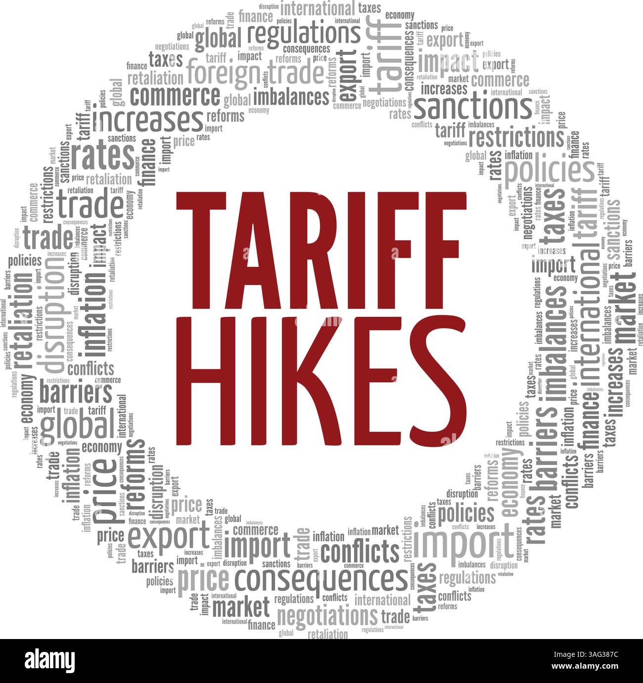 Tariff Hikes word cloud conceptual design isolated on white background ...