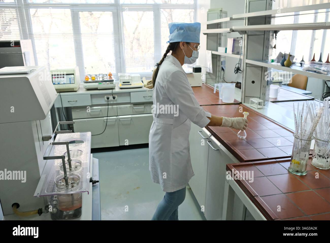 Laboratory for drug certification. Employees conduct testing Stock ...