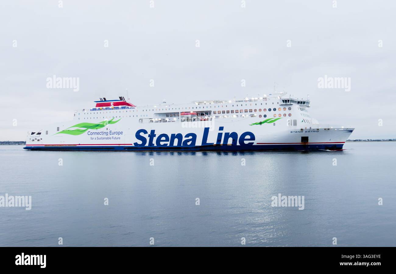 Stena Line ferry in Dublin, Ireland. Swedish shipping line company and ...