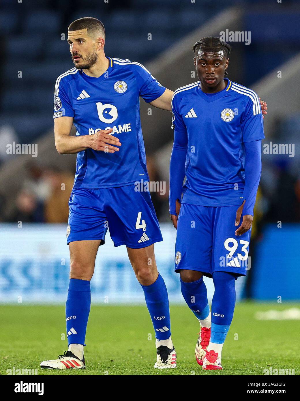 #4, Conor Coady & #93, Jeremy Monga of Leicester City during the ...