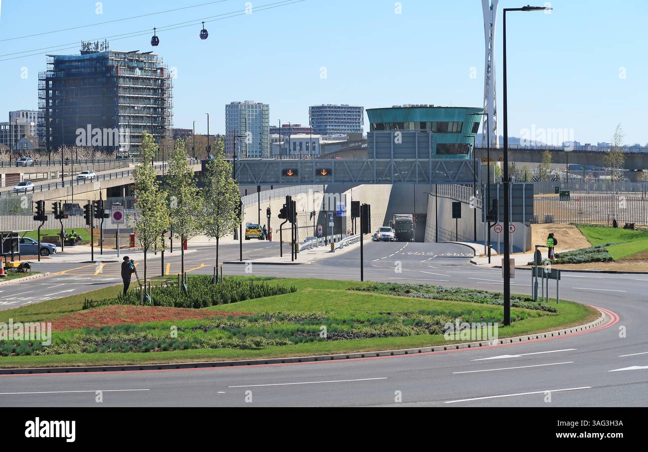 Northern entrance to the new Silvertown Tunnel under the River Thames ...