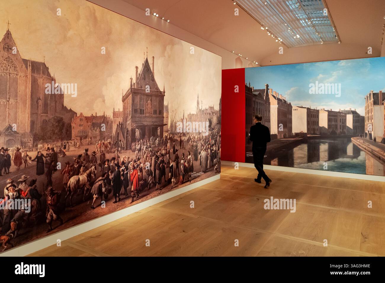 AMSTERDAM - Enlarged sections of paintings in the exhibition From ...