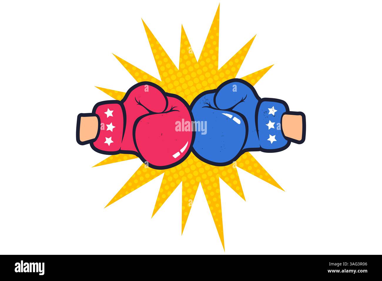 Vector vintage emblem for a boxing with red and blue gloves. Vector ...