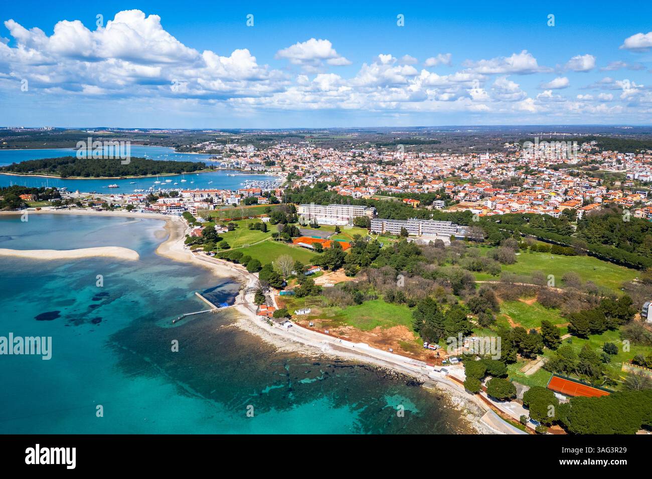 Aerial drone view of beautiful Medulin city in Istria, Croatia. Amazing ...