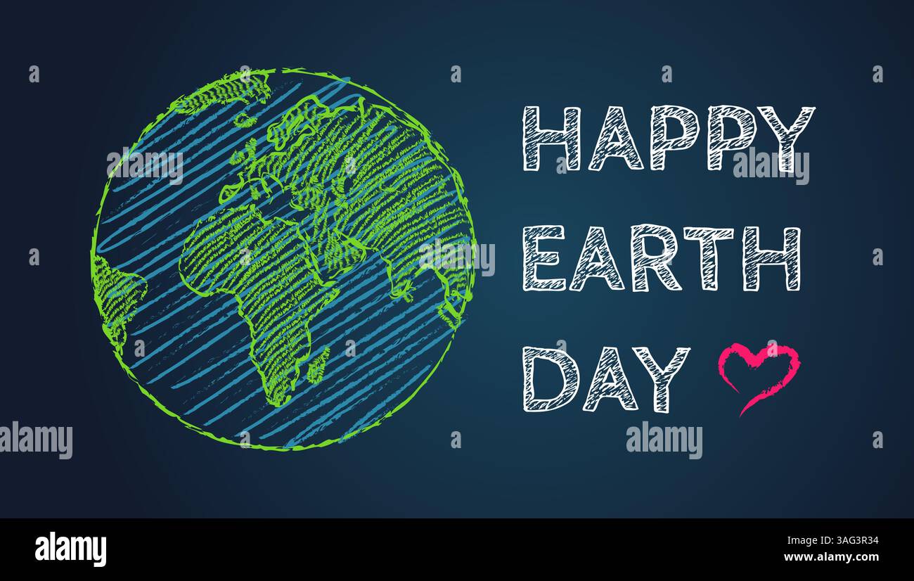 Vector vintage poster for Earth day. Earth day 22 april. We love our ...