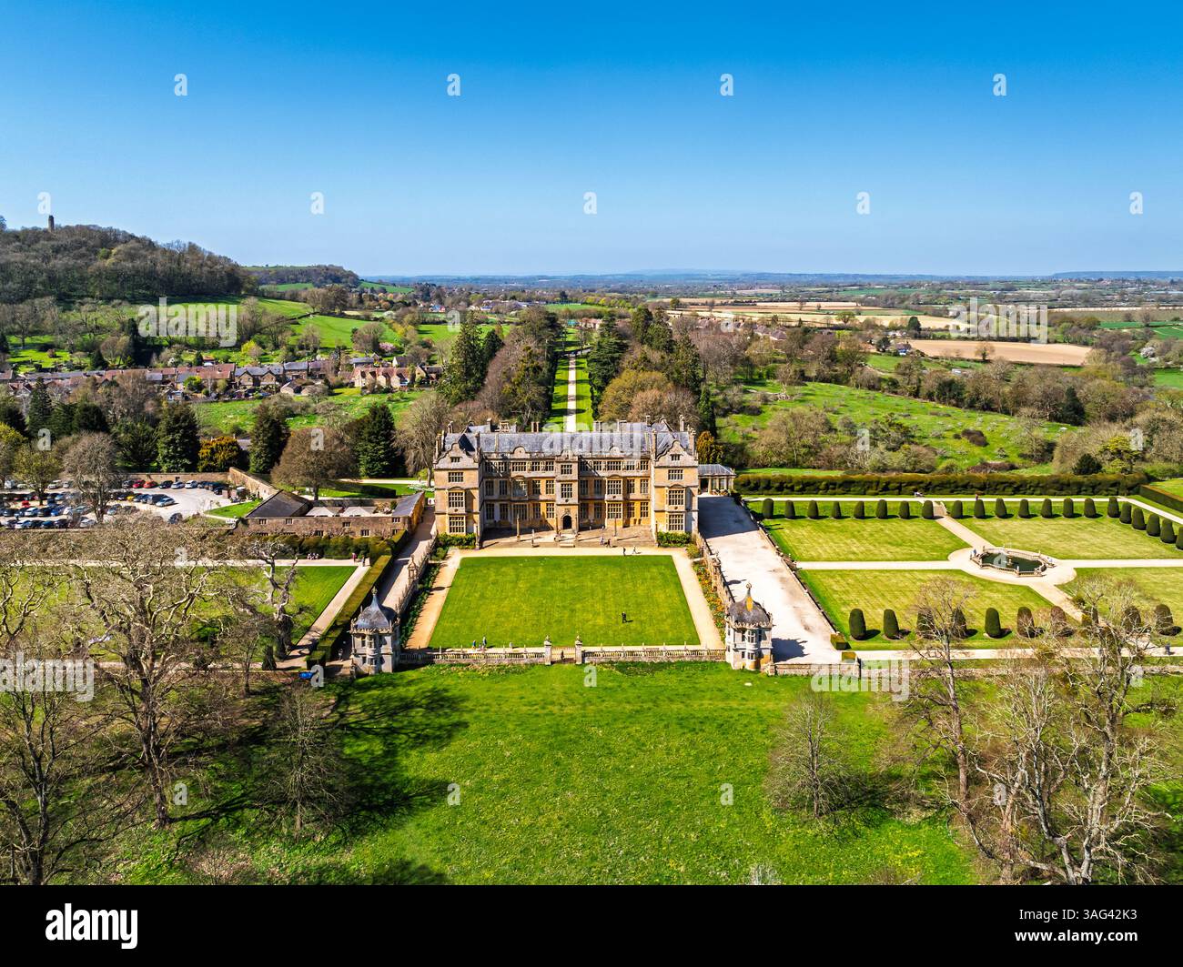 Montacute House and Garden from a drone, Montacute, Somerset, England ...