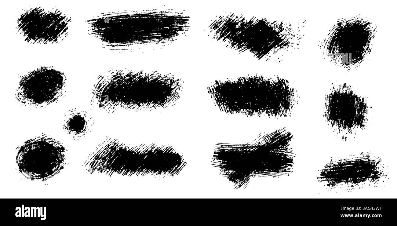 Textured scribble brush stroke ink or paint round splatter. Abstract ...