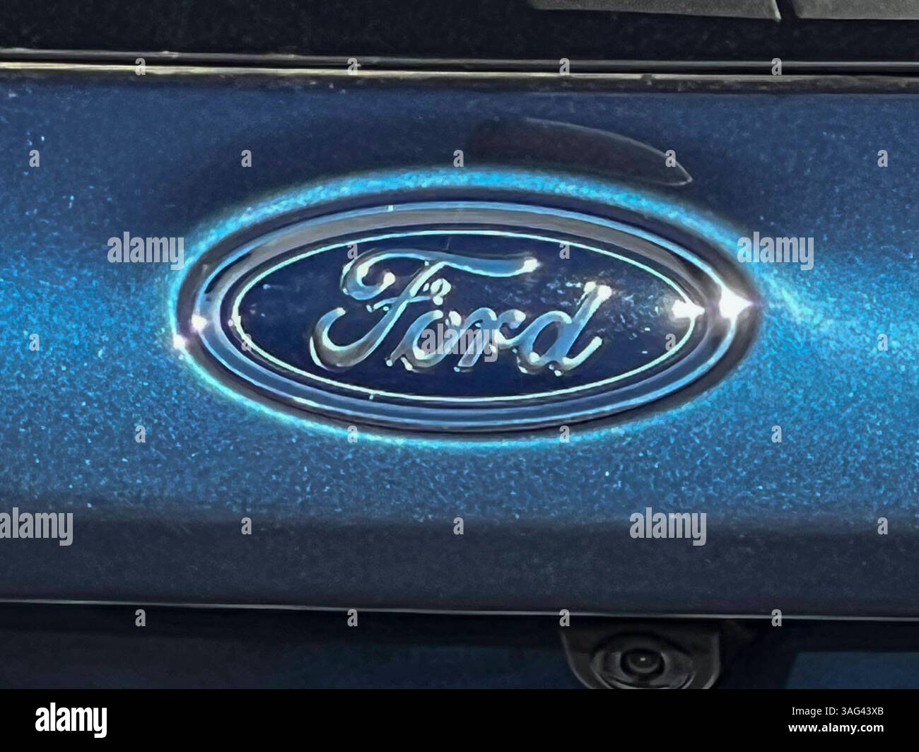 Das Ford Logo Firmenlogo Ford Schriftzug Buchstaben an der Motorhaube ...