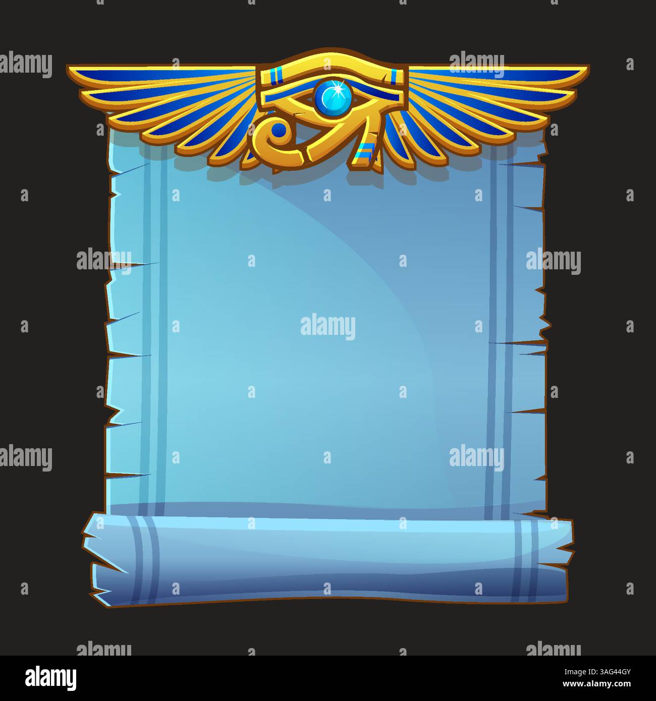 Ancient Egypt papyrus scroll cartoon vector with Eye of Horus and ...