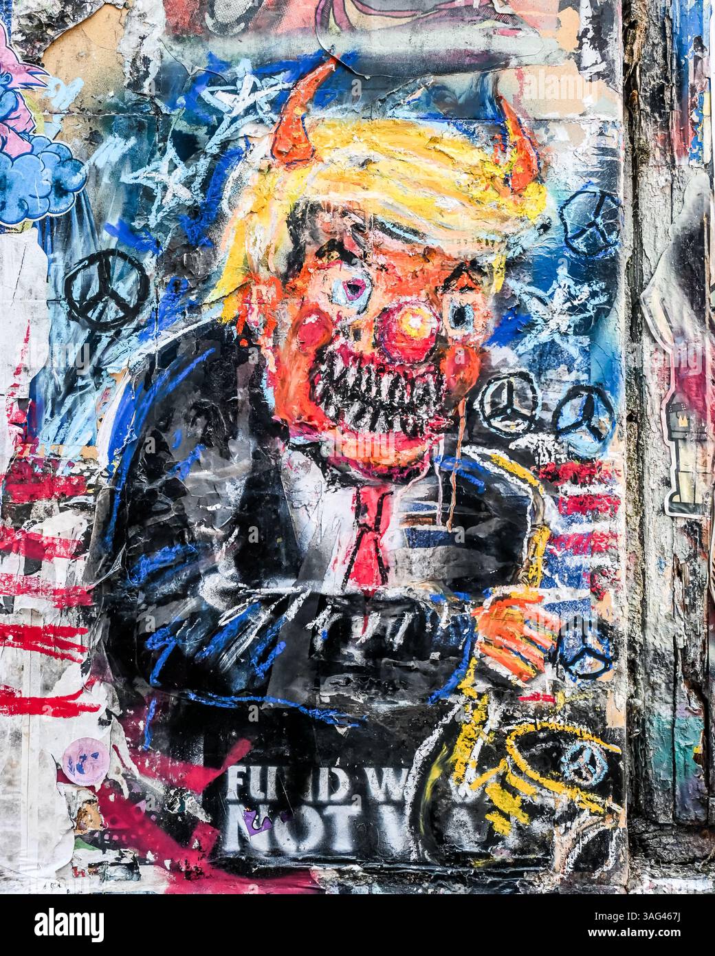 Donald Trump street art in Shoreditch, London. 2025. Artwork by Alex ...