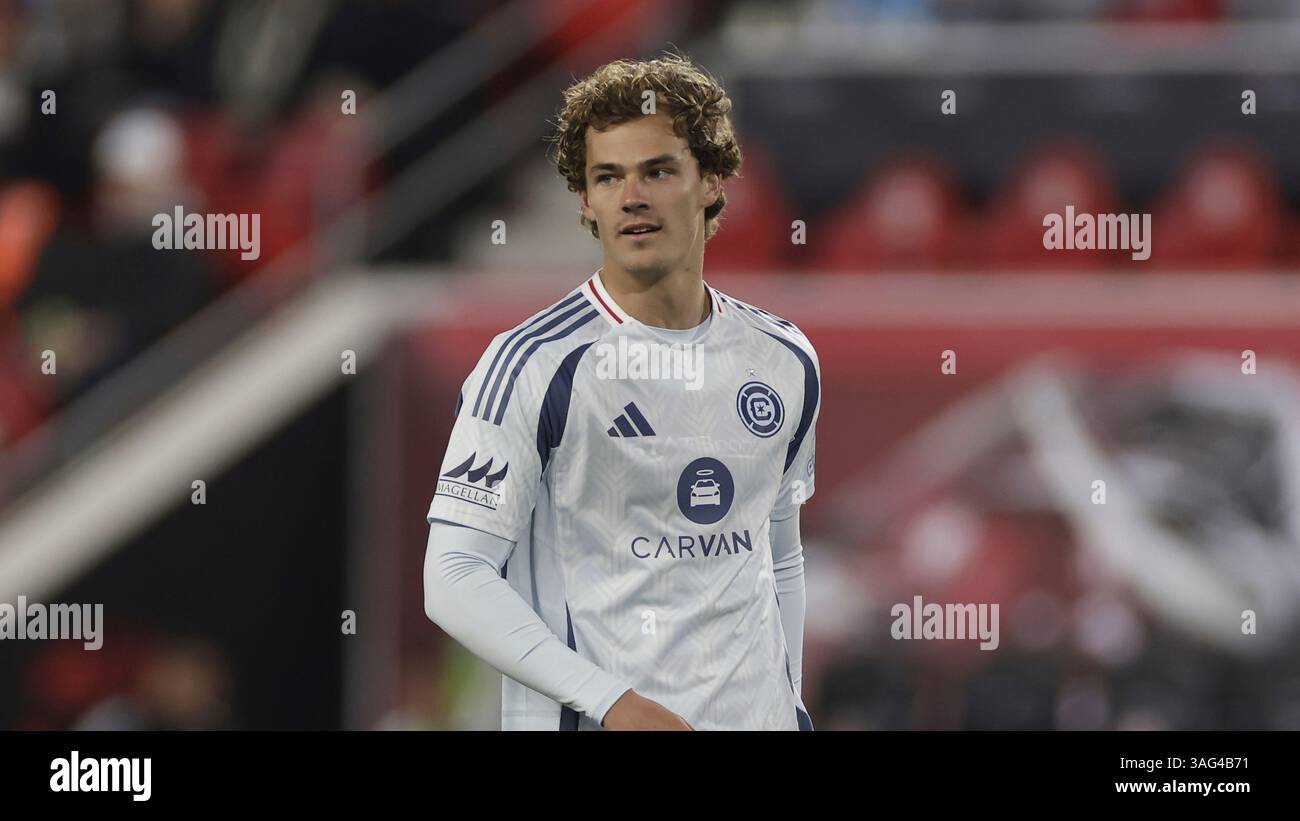 Chicago Fire forward Tom Barlow (12) during an MLS soccer match against ...