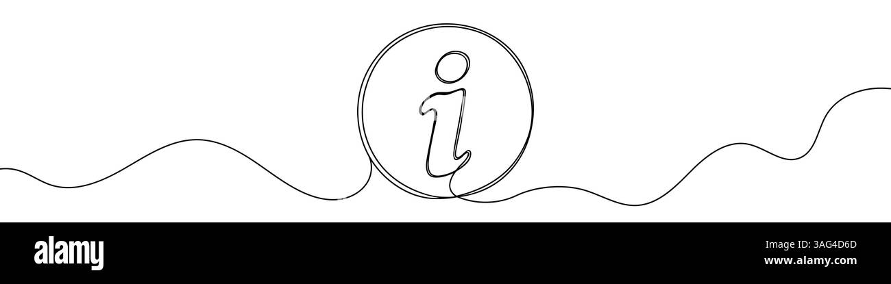 Info icon drawn with one line. Black outline of the letter "i" in a ...