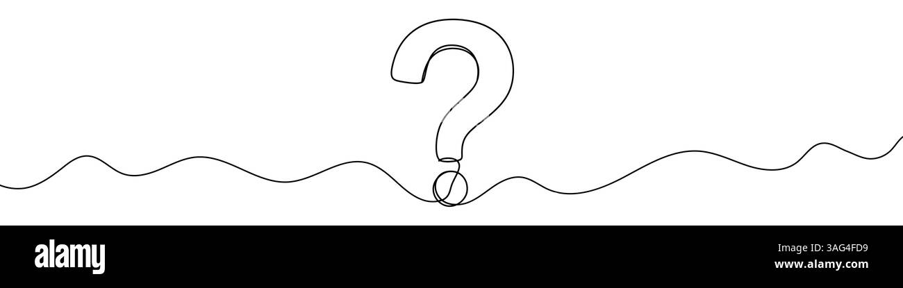 Question mark icon drawn with one line. Black outline of a question ...