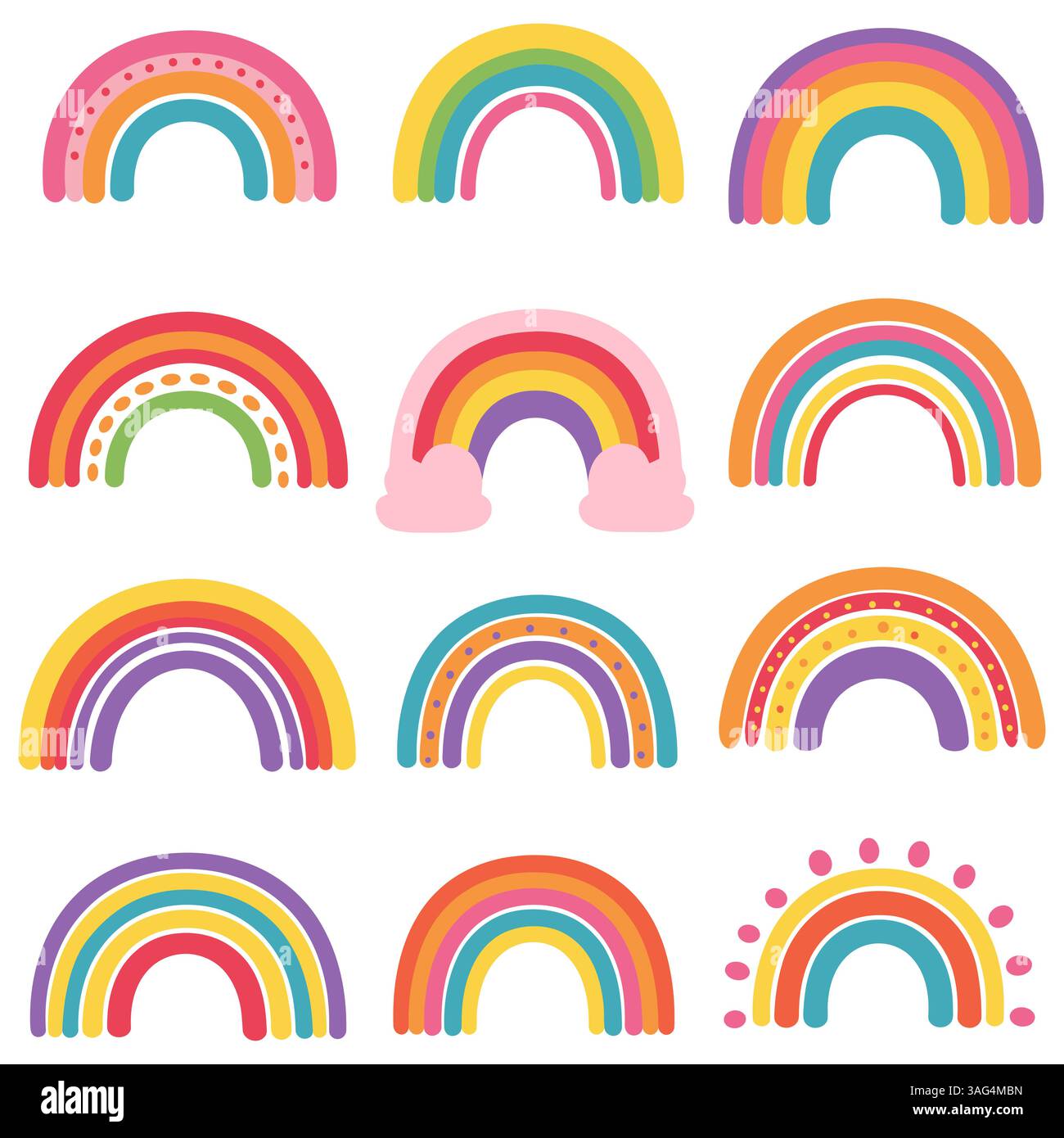 Rainbows cartoon flat rainbow icons hi-res stock photography and images ...