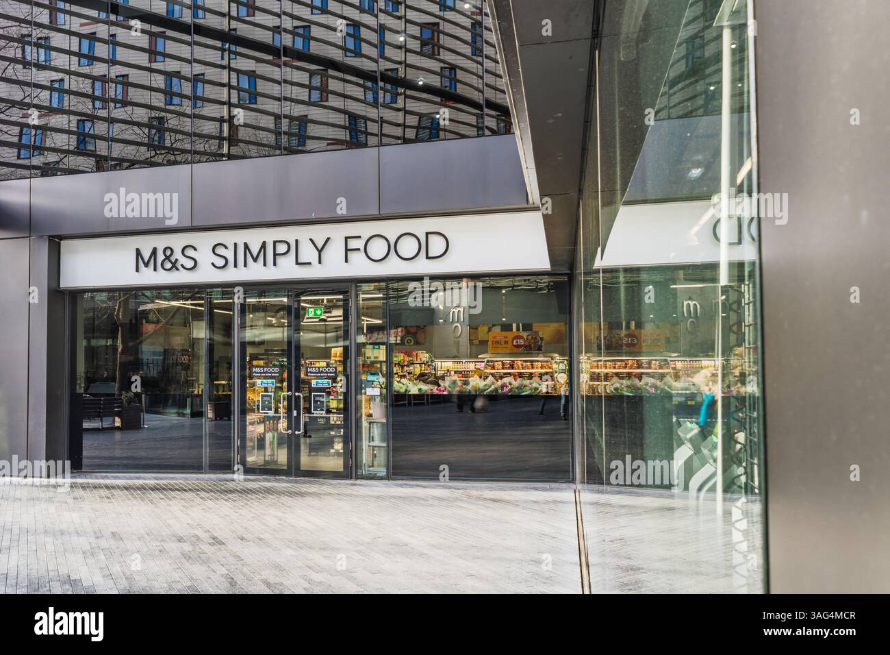 Marks and Spencer Simply Food store entrance. London, UK, 14 January ...