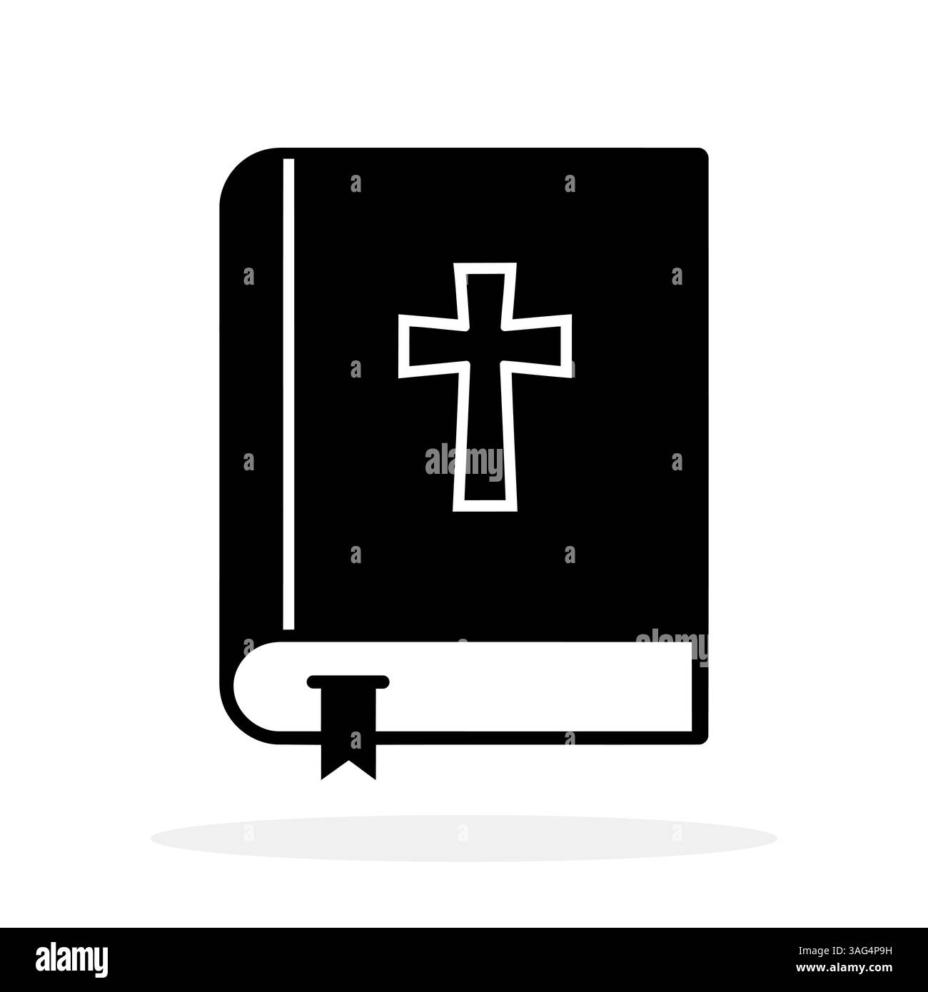 Bible icon. Black closed Bible icon with white cross on the cover ...