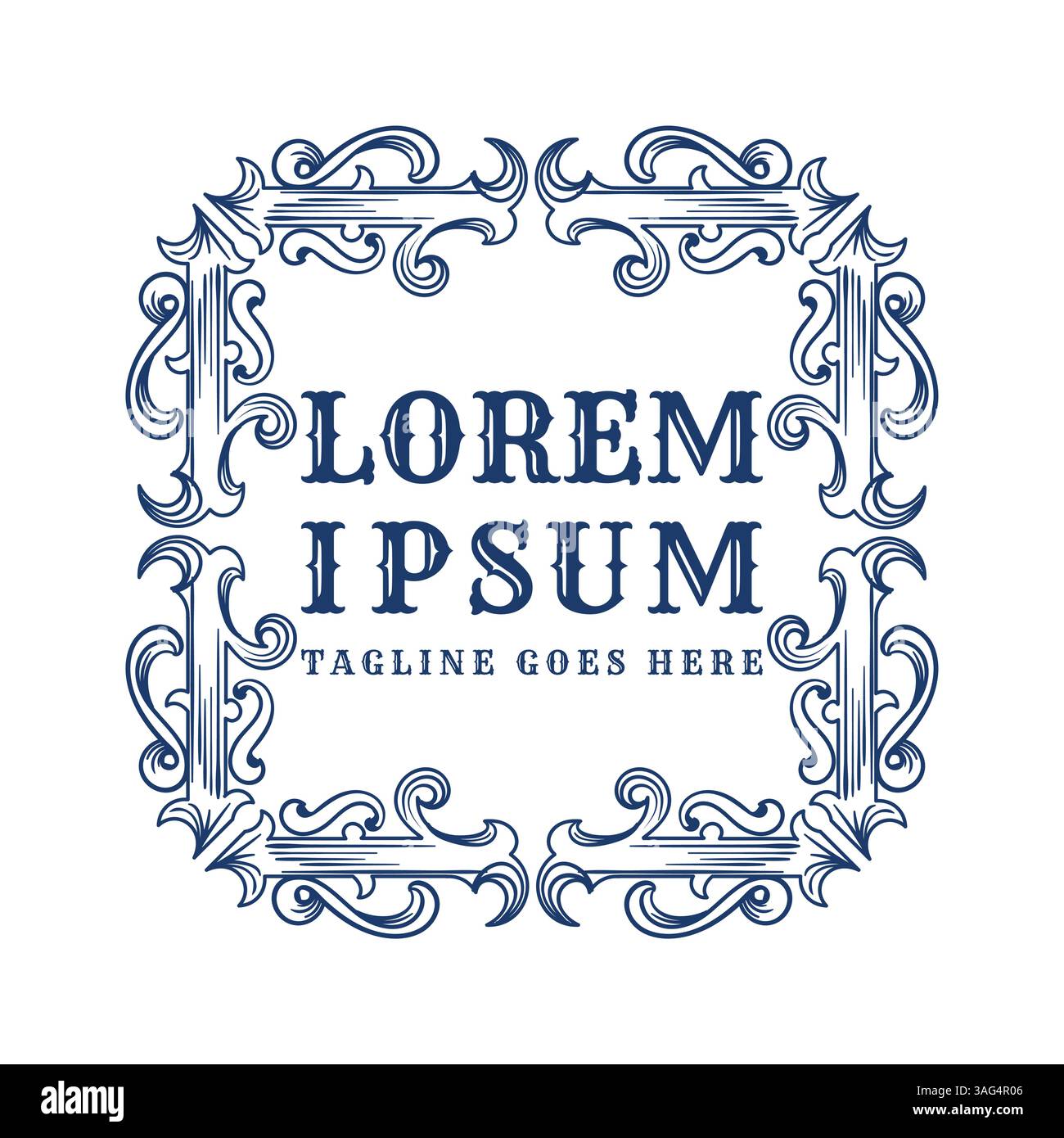 Square Old Royal Border Frame Badge Emblem Label Logo Design Vector ...