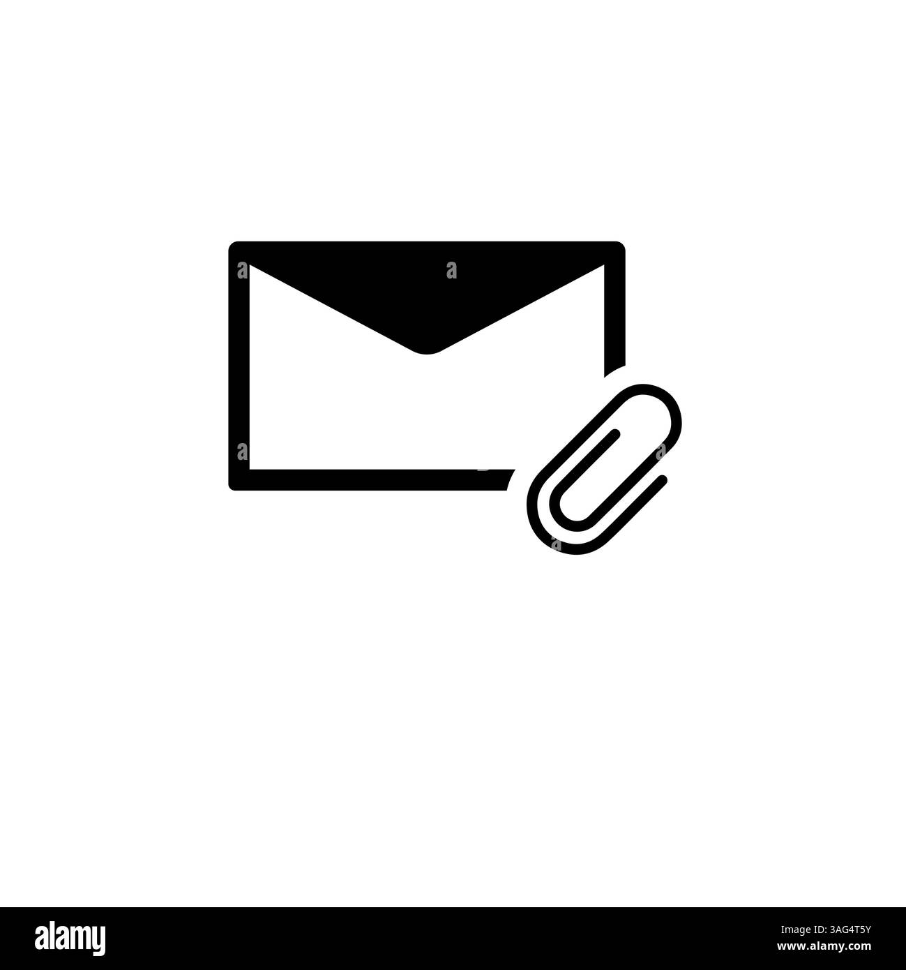 Mail Attachment, Letter and Paper Clip Solid Flat Vector Icon Isolated ...