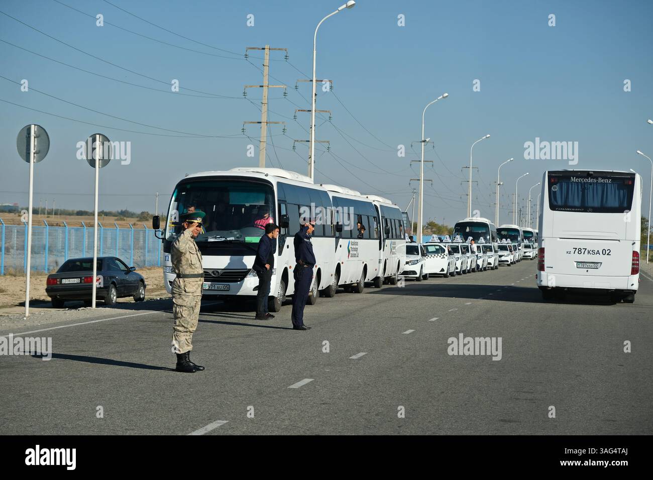 The border and customs control zone. The border between Kazakhstan and ...