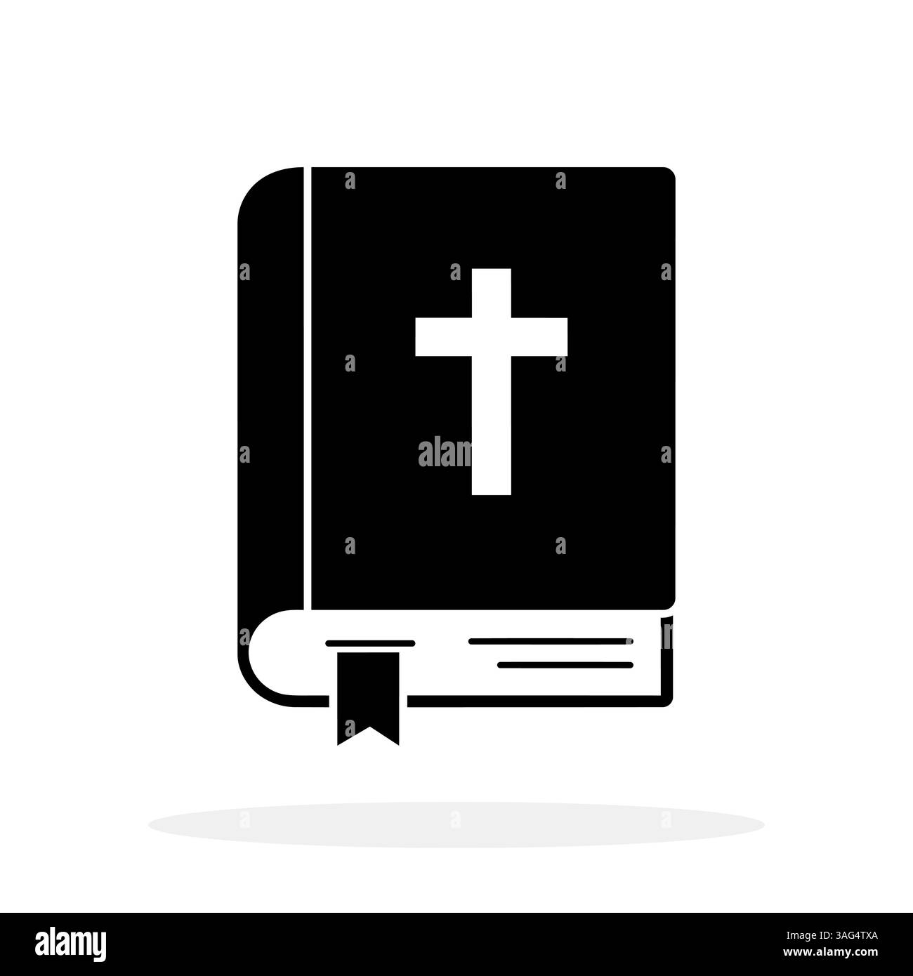 Bible icon. Black closed Bible icon with white cross on the cover ...