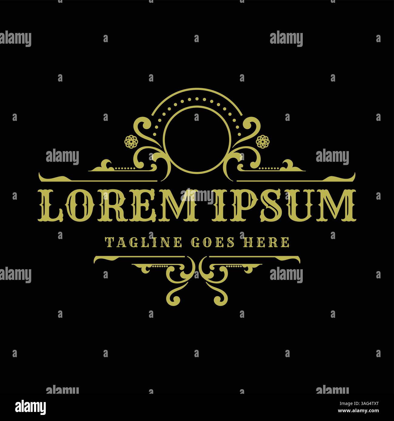 Circular Vintage Retro Golden Royal Frame Border Badge Emblem Labels ...