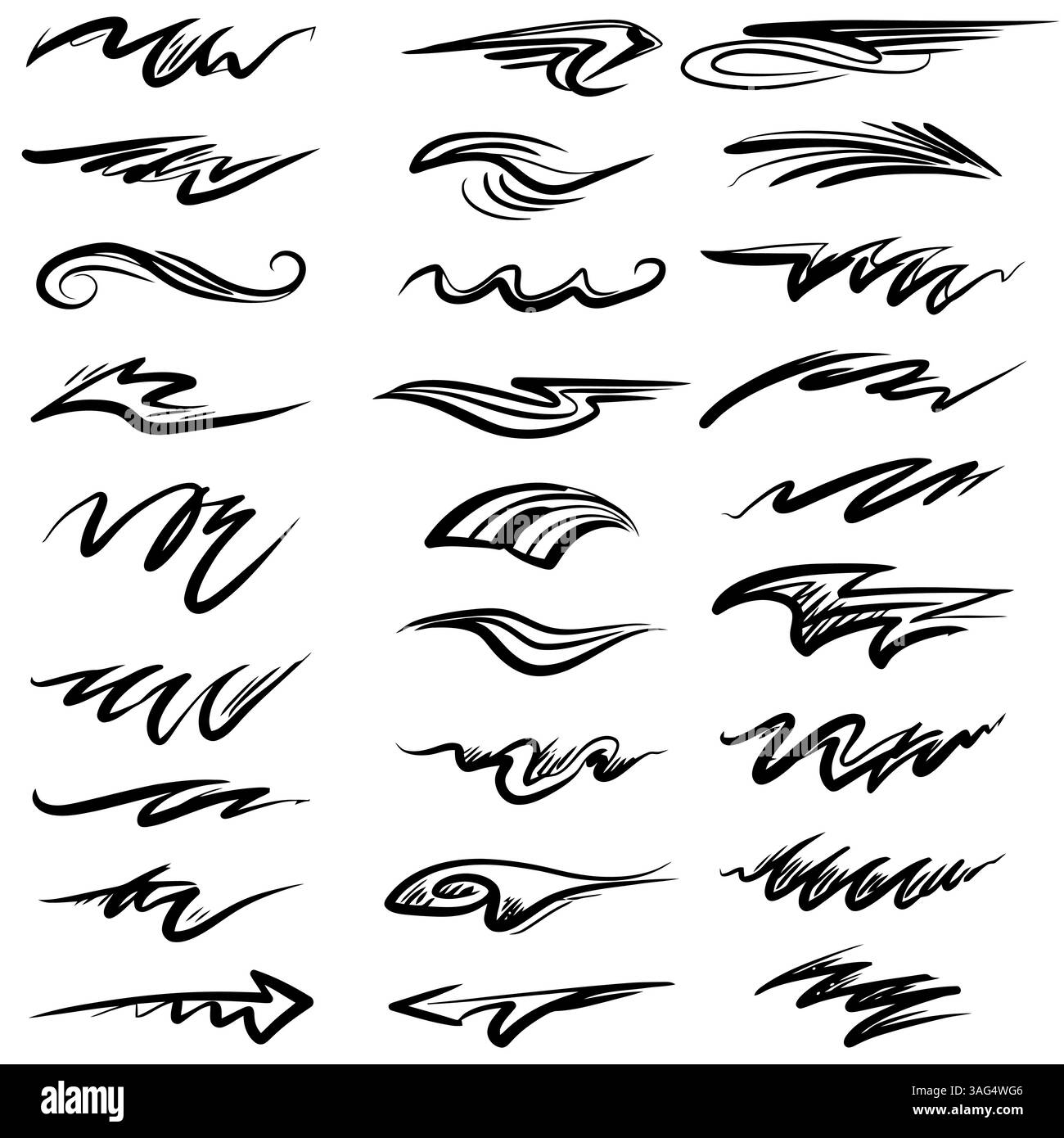 Underline icons. Black underline icons isolated on white background ...