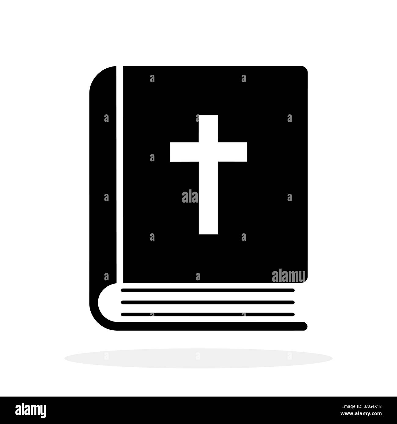 Bible icon. Black closed Bible icon with white cross on the cover ...