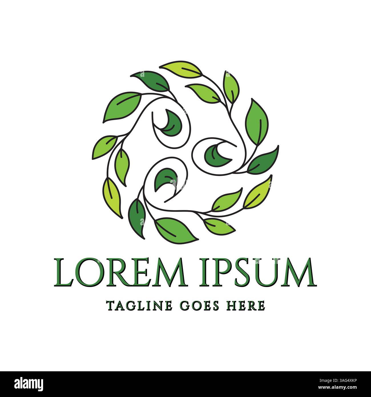 Circular Natural Wellness Herb Star Leaf Leaves Flower Floral Design ...