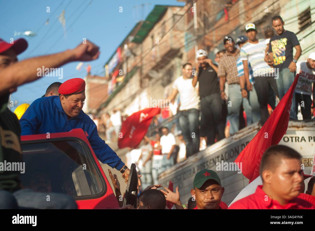 July 28, 2012 - Caracas, Venezuela - President HUGO CHAVEZ waves to his ...