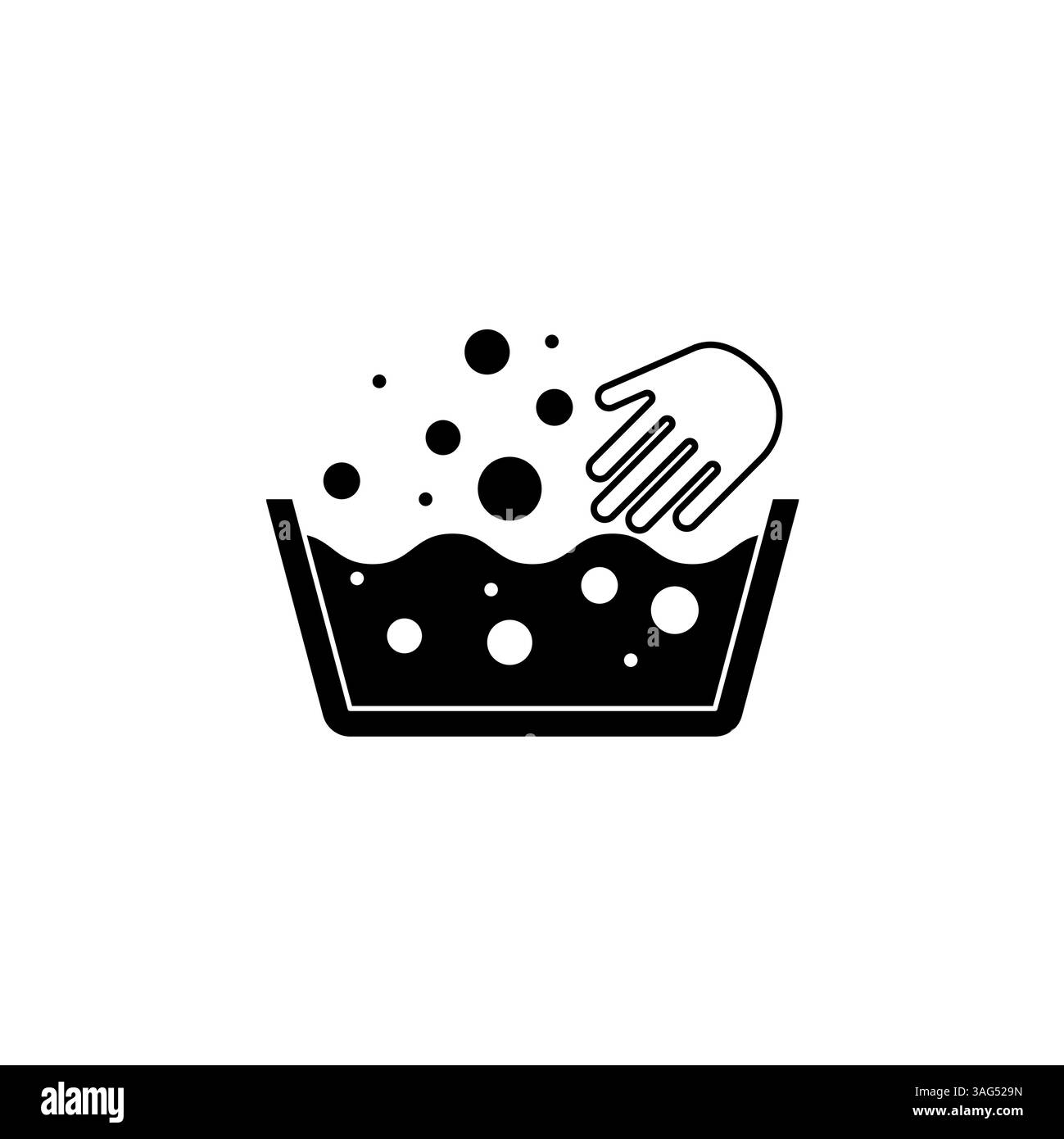 Hand Wash Laundering, Handwash in Basin Solid Flat Vector Icon Isolated ...