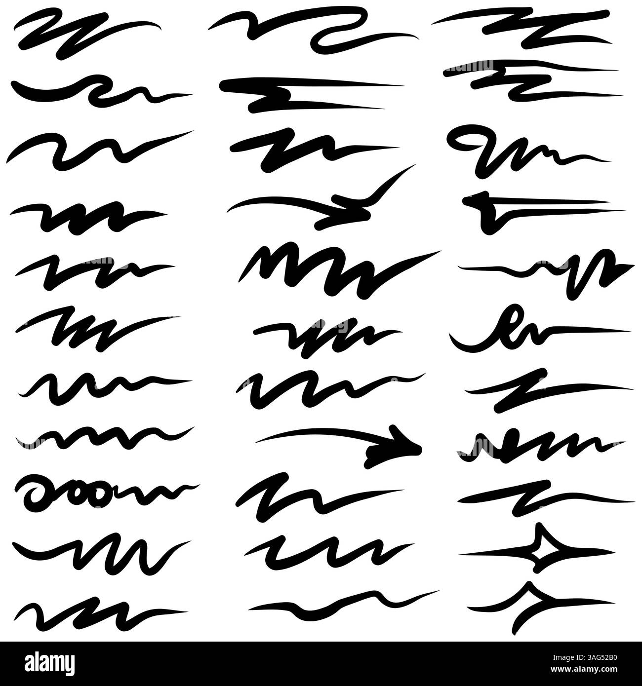 Underline icons. Black underline icons isolated on white background ...