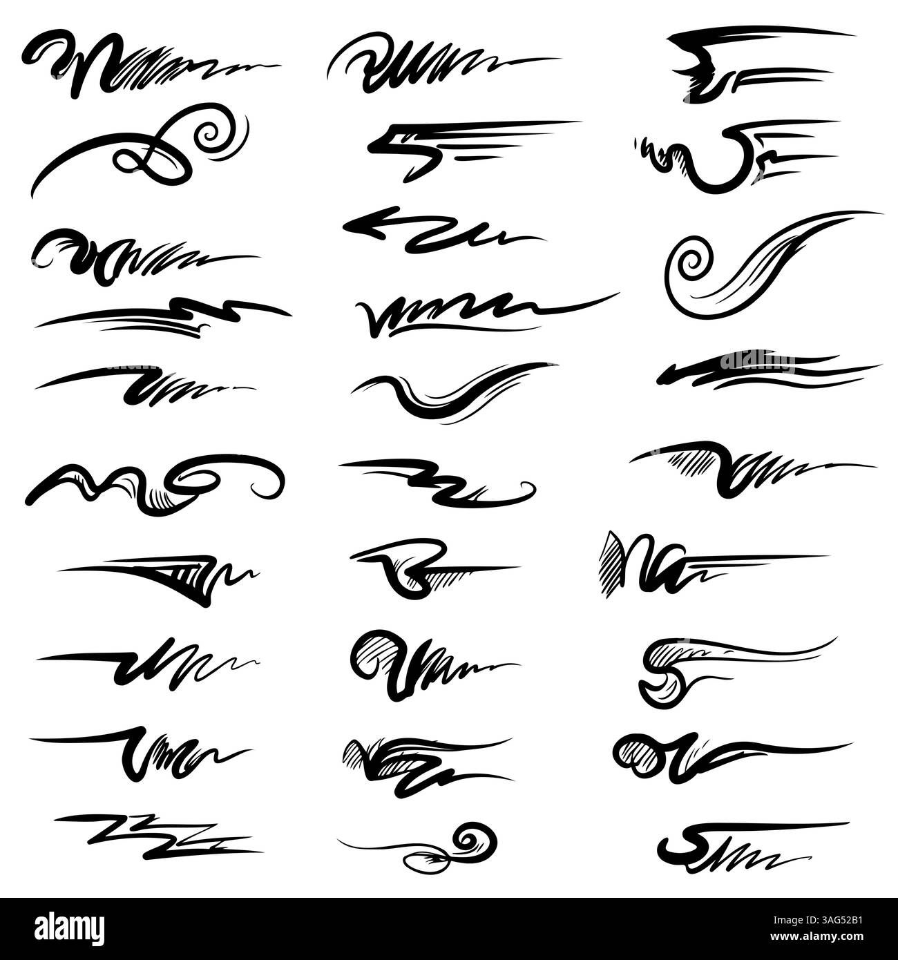 Underline icons. Black underline icons isolated on white background ...