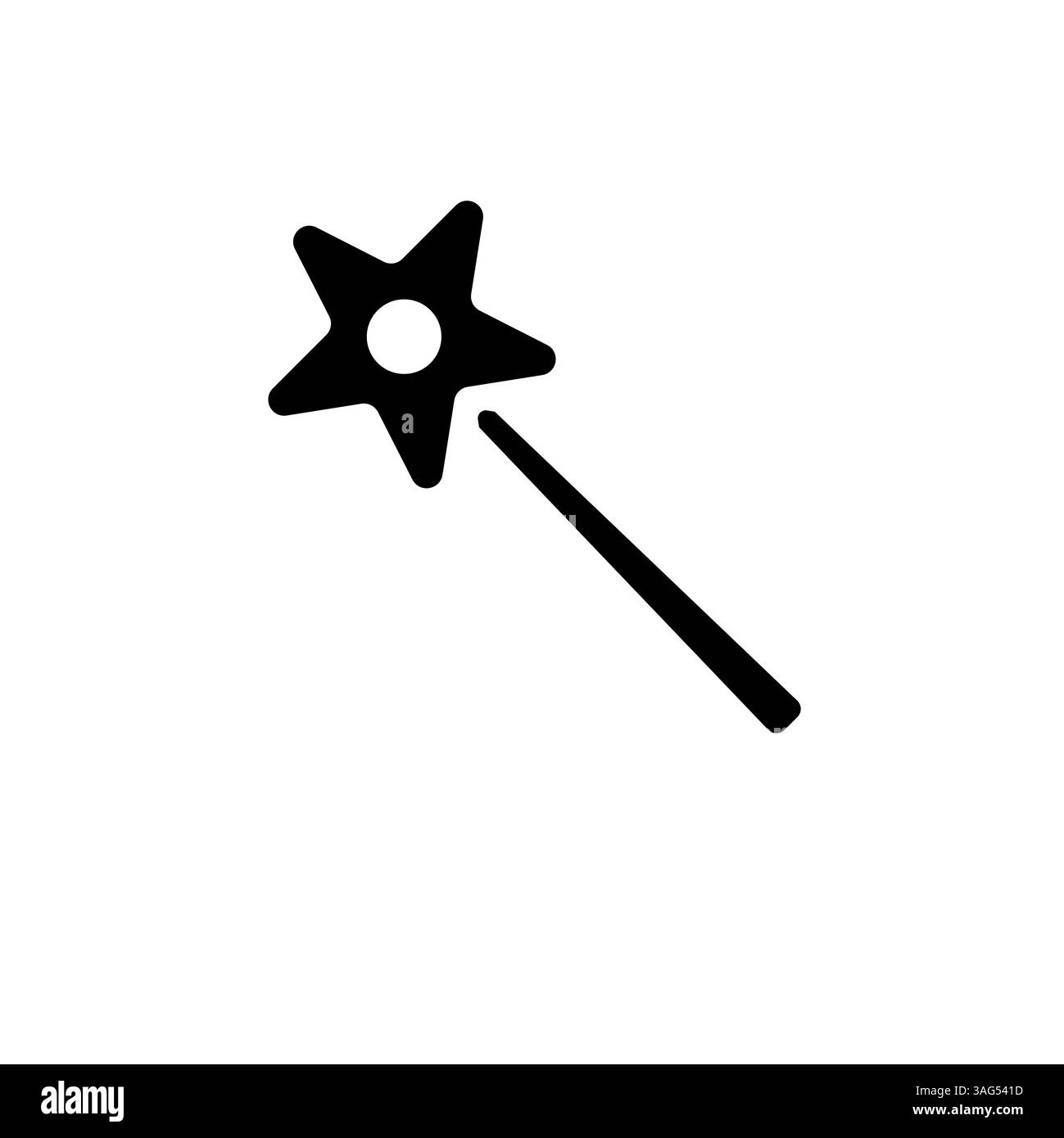 Magic Wand with Star Sparkle, Stick Wizard Solid Flat Vector Icon ...