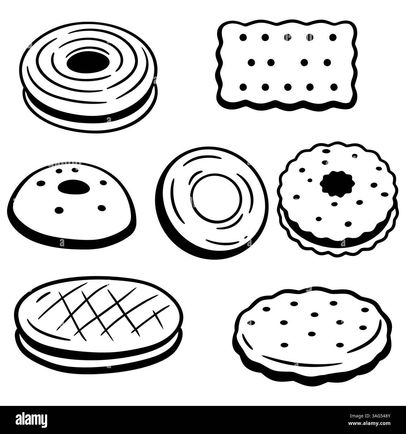 Cookies icons. Black outline cookies icons isolated on white background ...