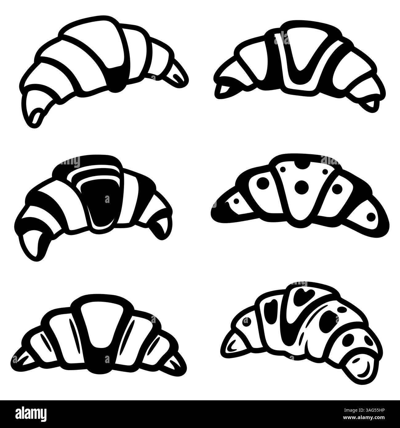 Croissant icons. Black croissant icons isolated on white background ...