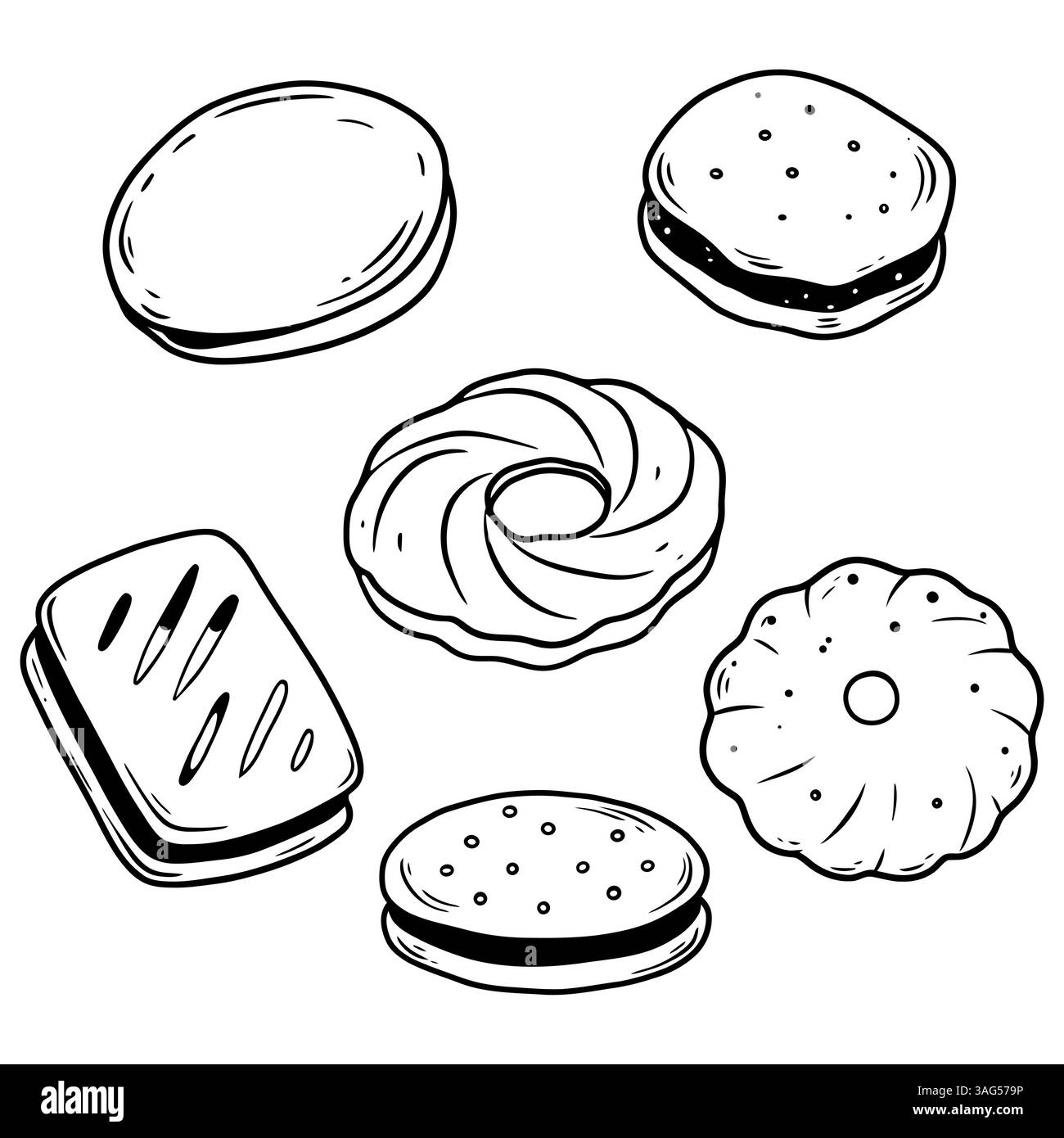 Cookies icons. Black outline cookies icons isolated on white background ...