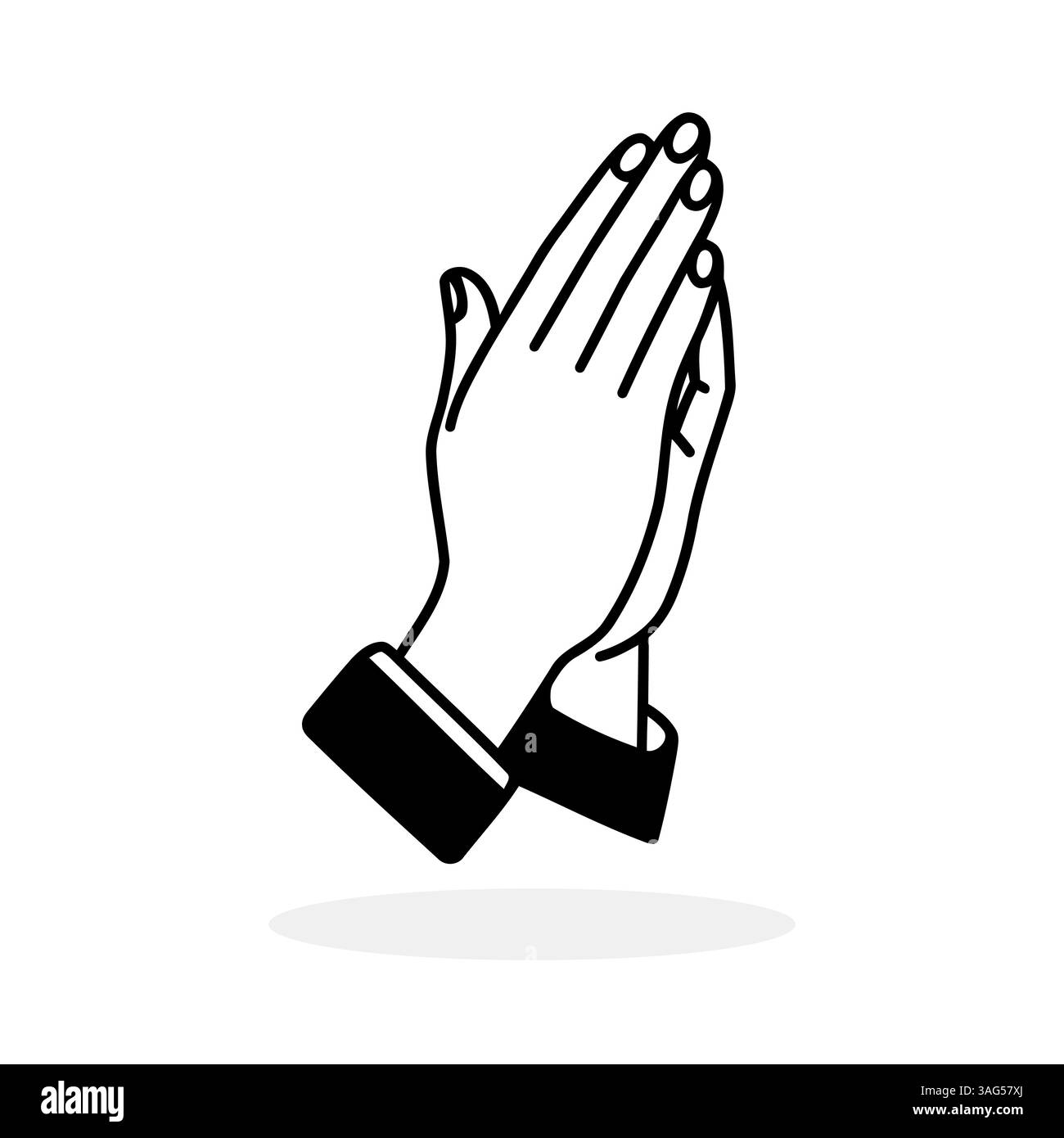 Praying hands icon. Black praying hands icon isolated on white ...
