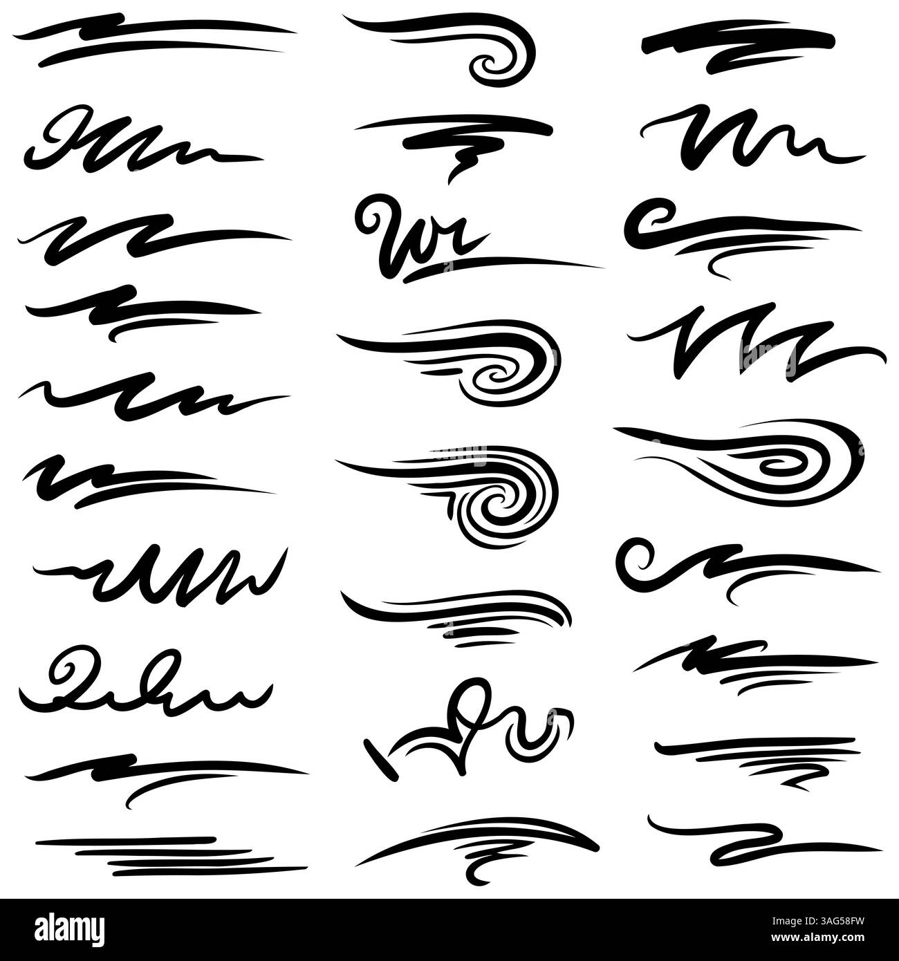 Underline icons. Black underline icons isolated on white background ...