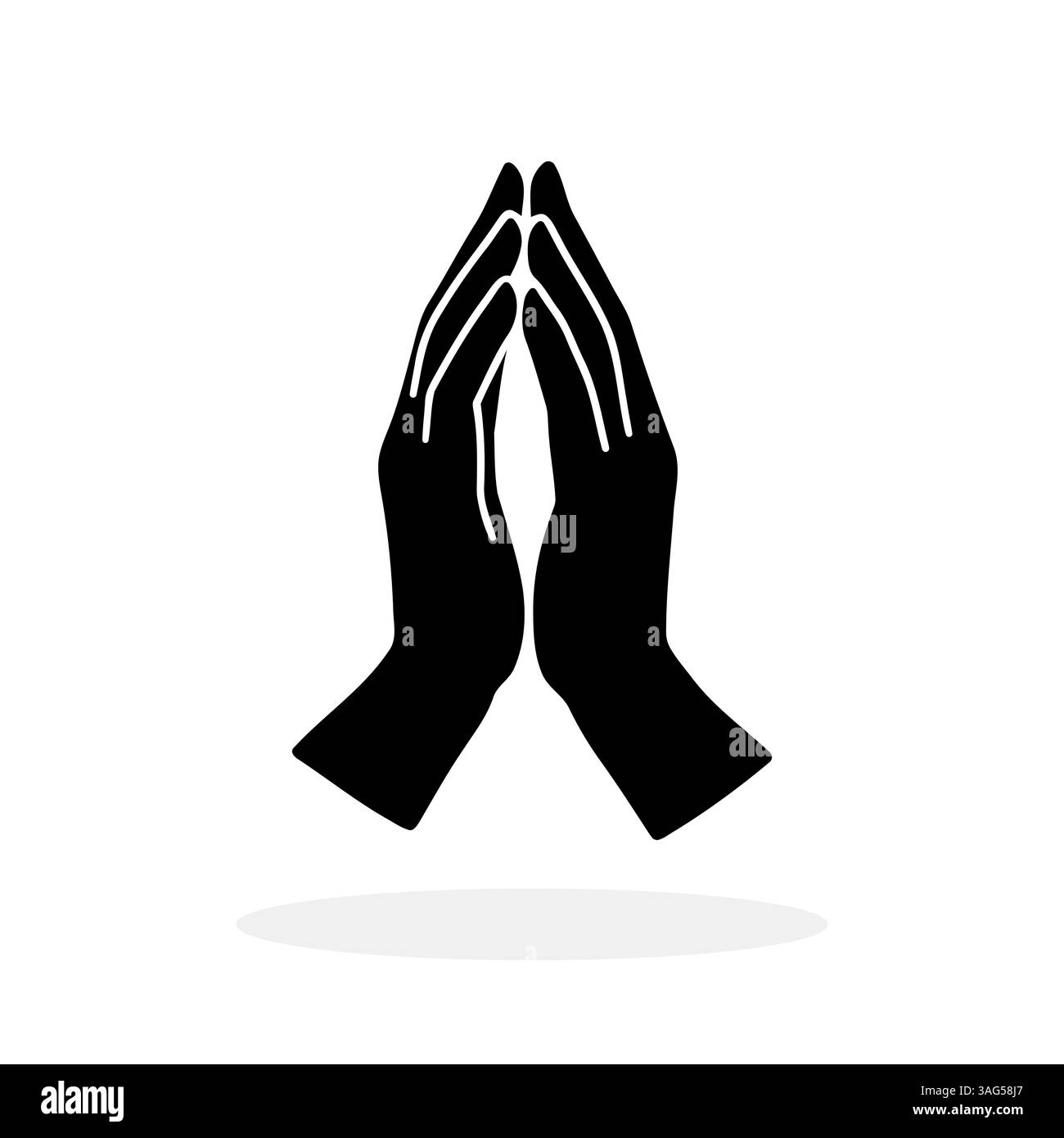 Praying hands icon. Black praying hands icon isolated on white ...