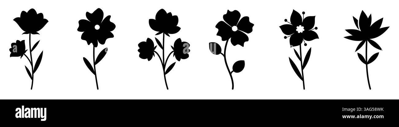 Flower icon. Black flower icons isolated on white background. Vector ...
