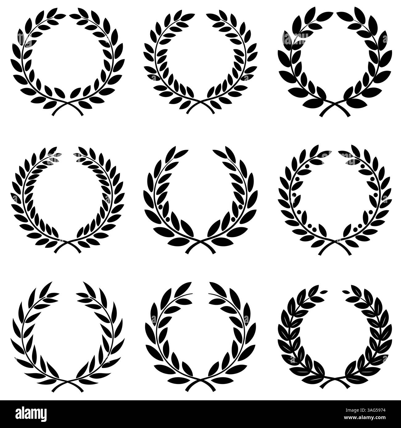 Laurel wreath icons. Black laurel wreath icons isolated on white ...