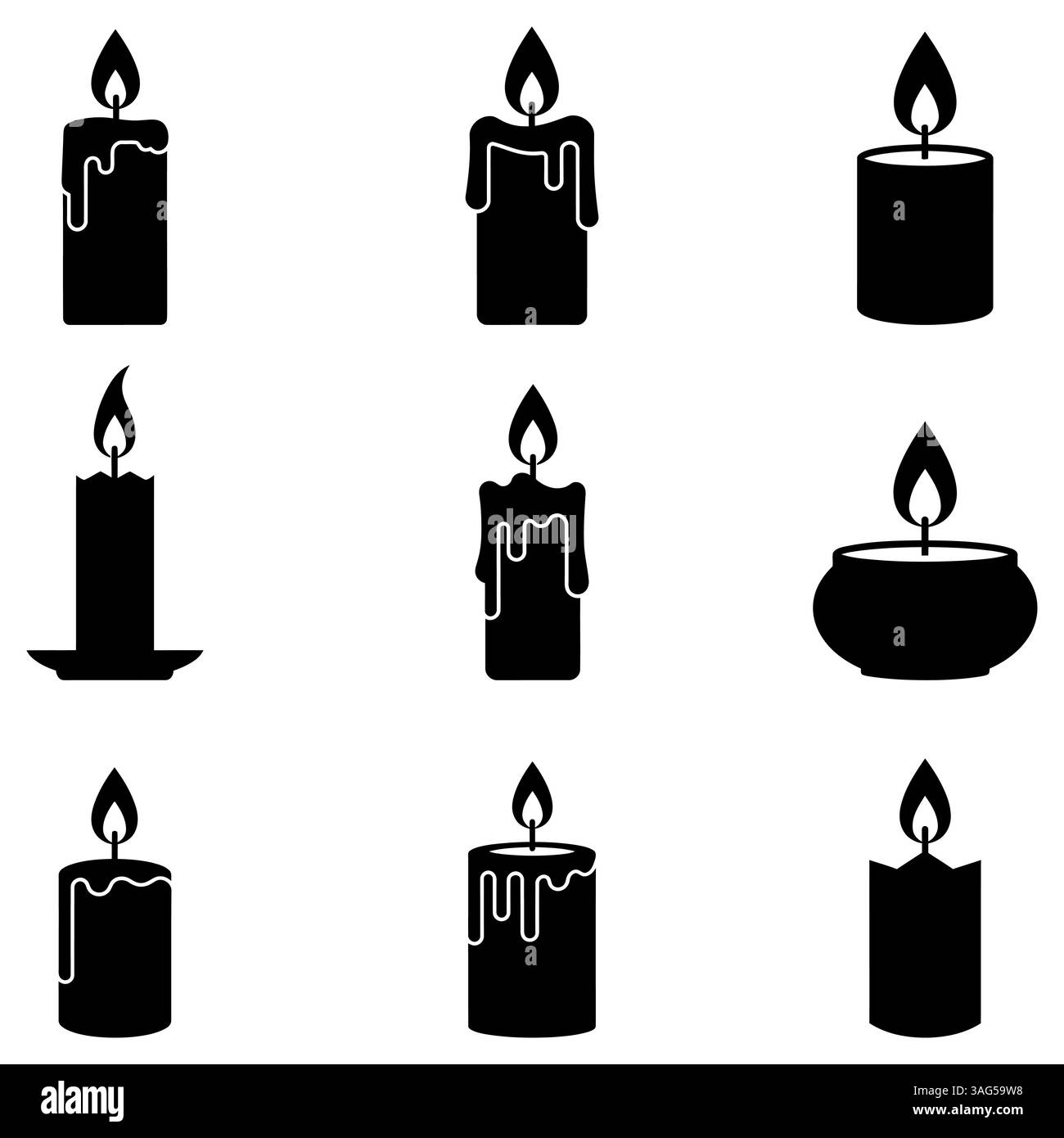 Candle icon. Black candle icons in flat design. Vector illustration ...
