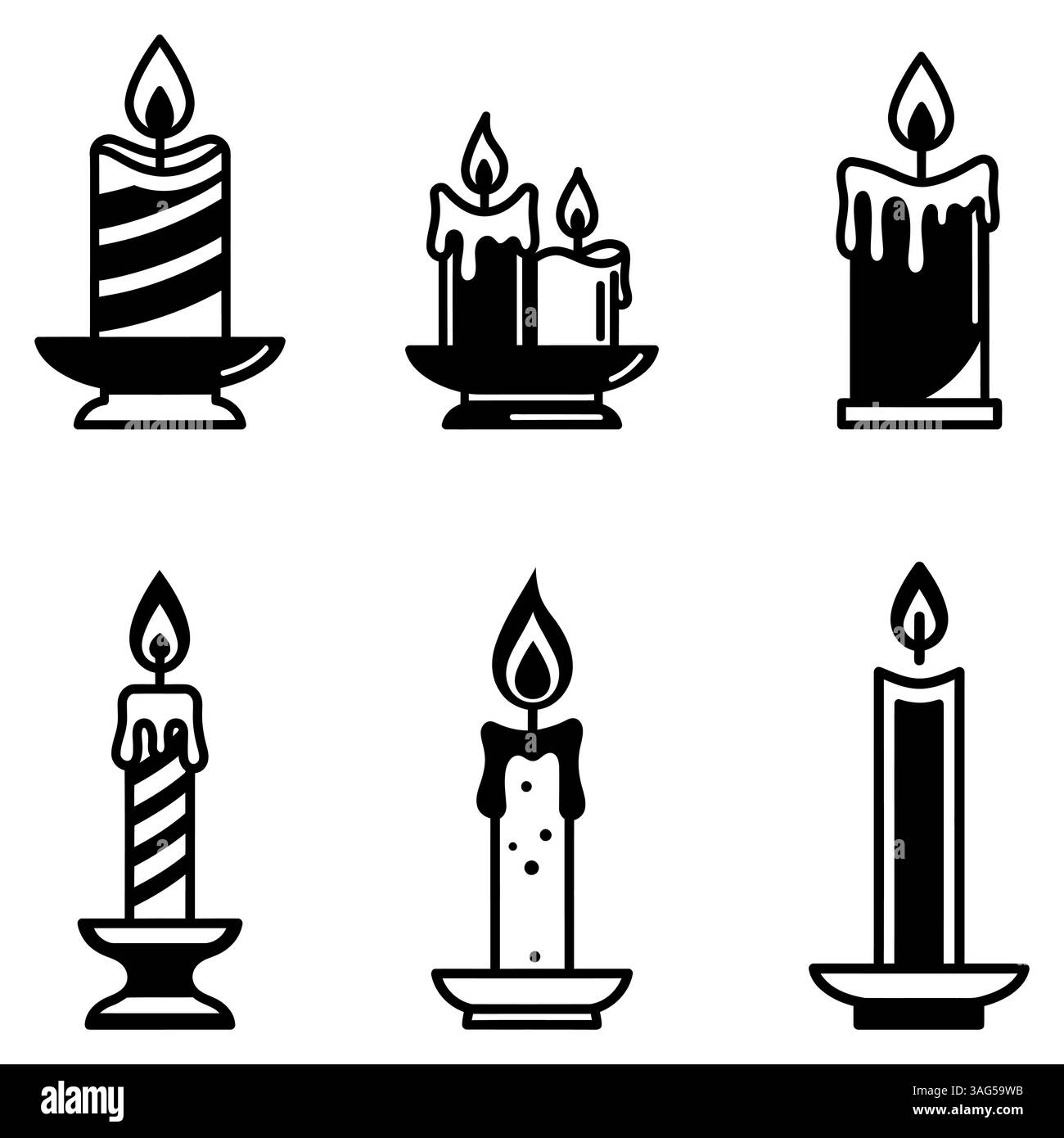 Candle icon. Black candle icons in flat design. Vector illustration ...