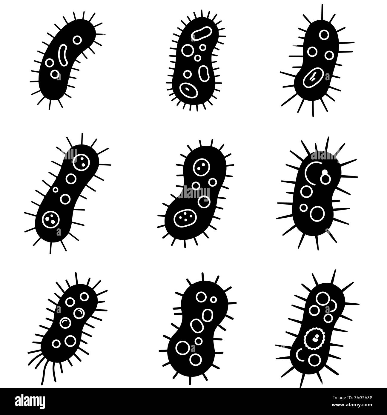 Bacteria icons. Black bacteria icons isolated on white background ...